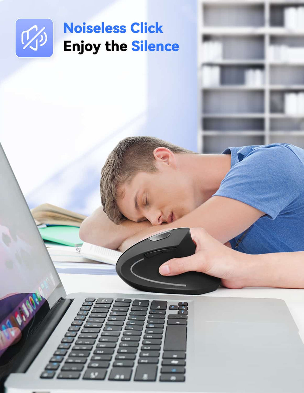 TECKNET Ergonomic Silent Mouse, 2.4G Vertical Mouse with 4800 DPI, 6 B