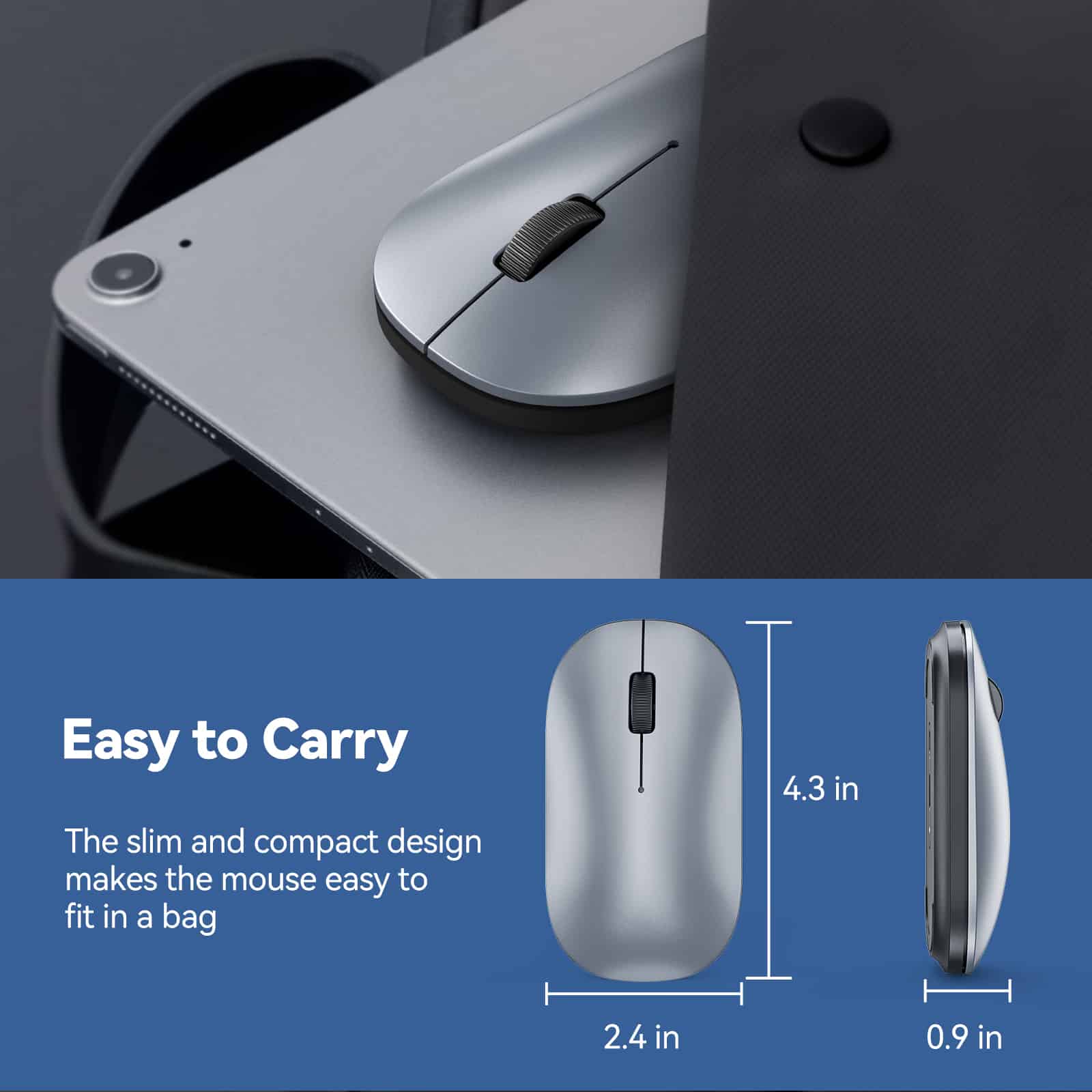 TECKNET Slim Wireless Mouse, 2.4G Silent Cordless Mouse (2 Shells)