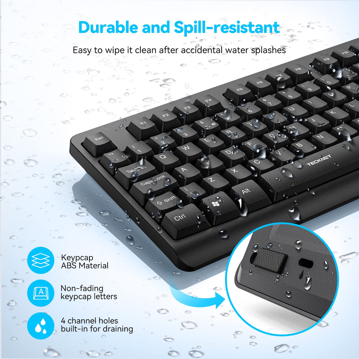 TECKNET 2.4G Wireless Keyboard and Mouse Set With Nano USB Receiver