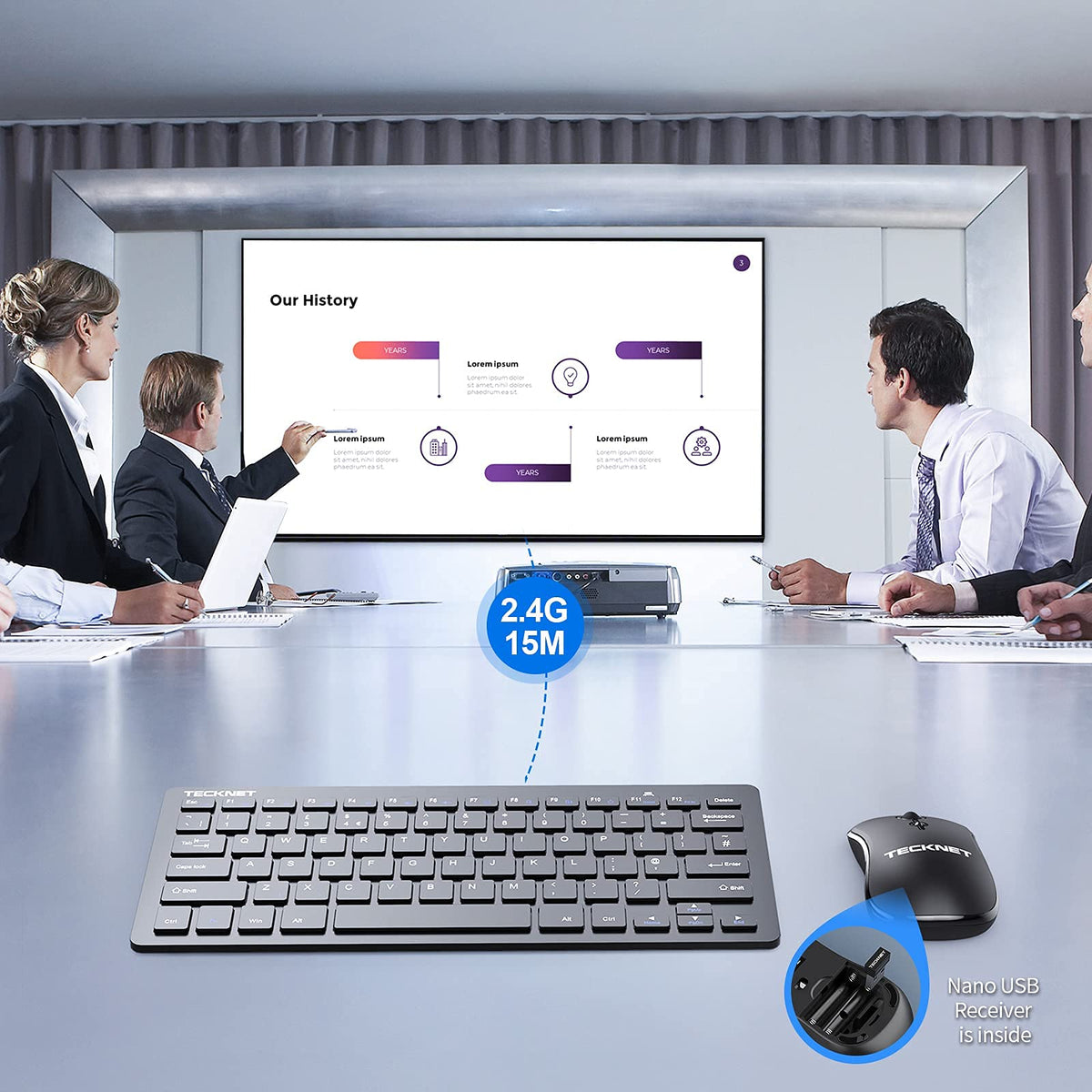 TECKNET Mini Wireless Keyboard and Mouse Set, 2.4G Cordless USB Keyboa